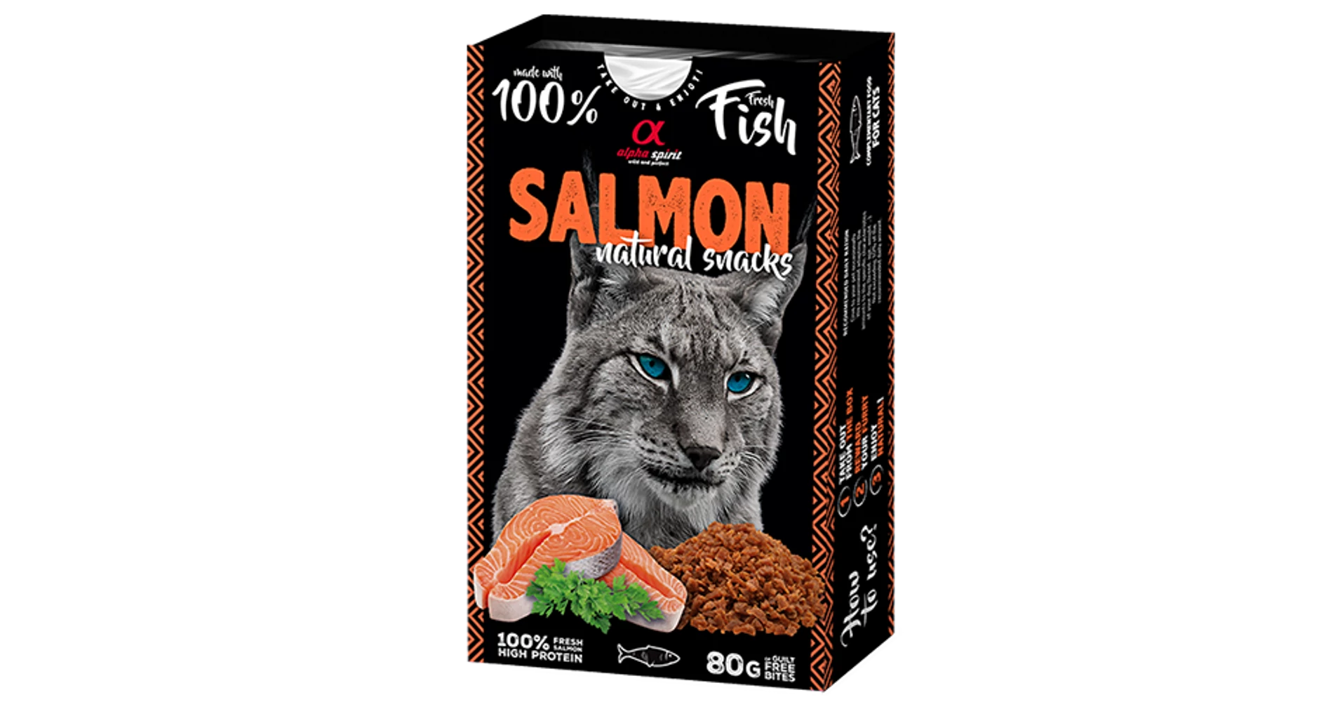 Macska jutalomfalat - Alpha Spirit Natural Snacks - Lazac 80g
