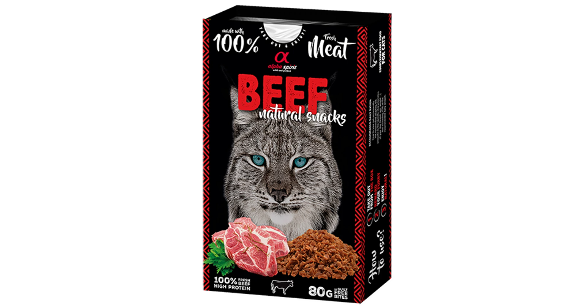 Macska jutalomfalat - Alpha Spirit Natural Snacks - Marha 80g